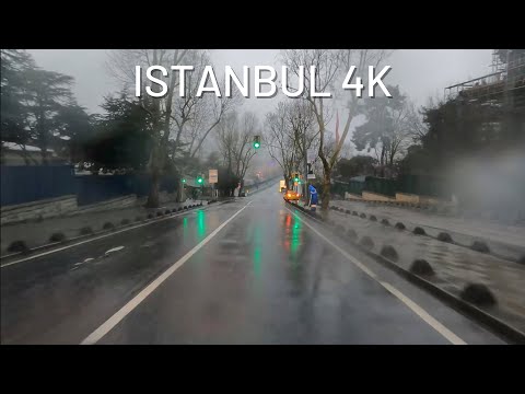 Istanbul 4K - Rainy Early Morning Drive on Asian Side of Istanbul