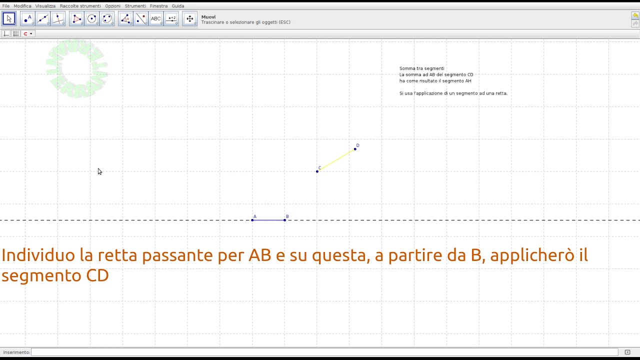 Somma di due segmenti - Costruzioni riga e compasso - Geogebra - YouTube