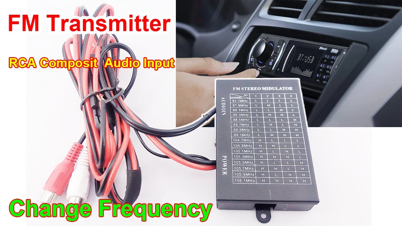 Install in-car FM Transmitter RCA Composite AUX Stereo Audio Input 16 ...