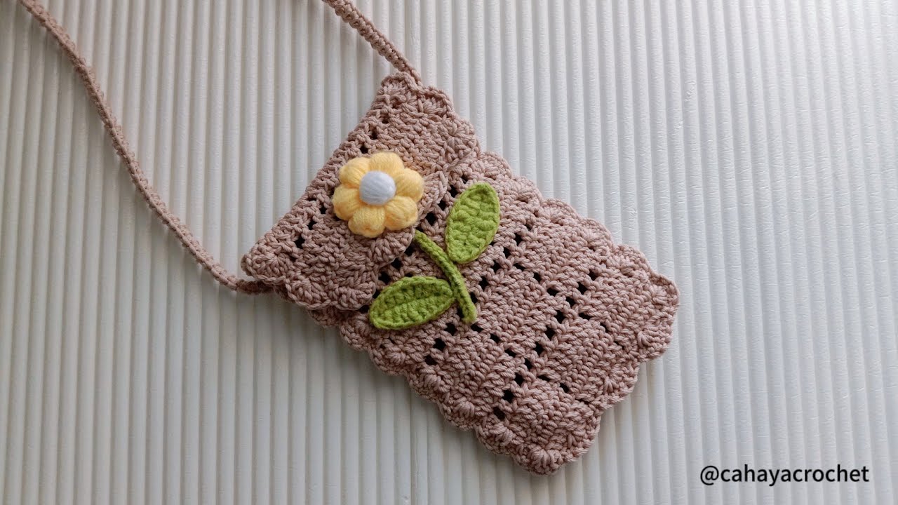 Crochet mobile phone bag | Tas rajut hp | Merajut tas hp dengan satu ...