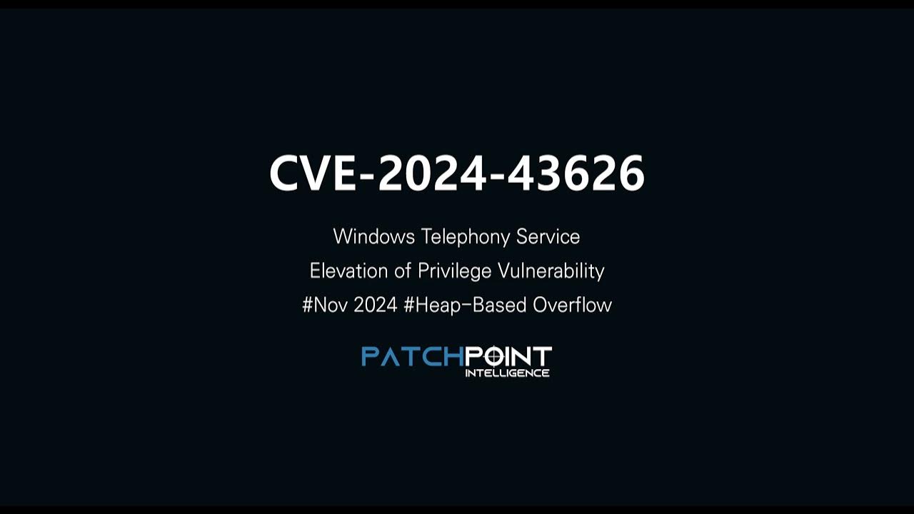 CVE-2024-43626: Windows Telephony Service Elevation of Privilege Vulnerability - YouTube