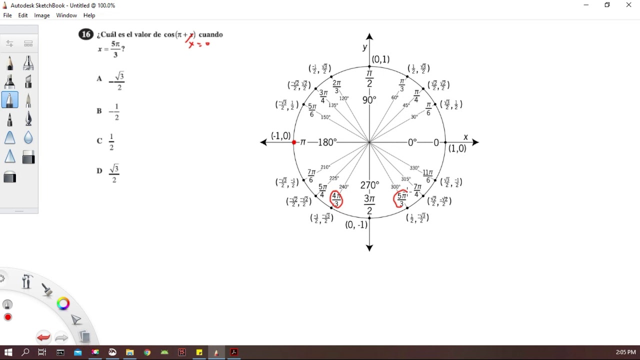 16 Cual Es El Valor De Cos pi x Cuando X 5pi 3 Funcion Trigonometrica