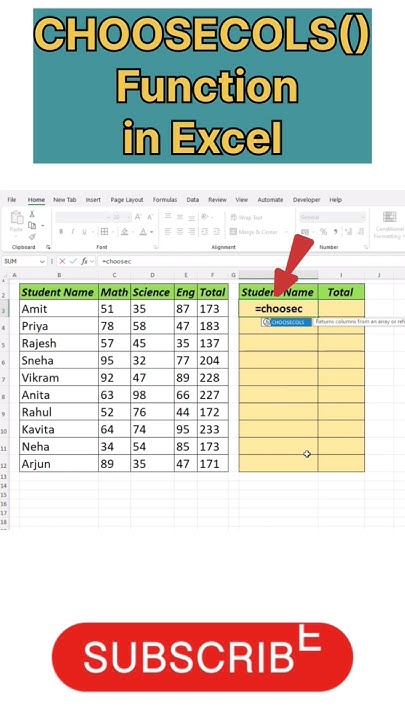 CHOOSECOLS Function in Excel#Excel CHOOSECOLS Formula#Excel#excelformula#shorts#viral# ...