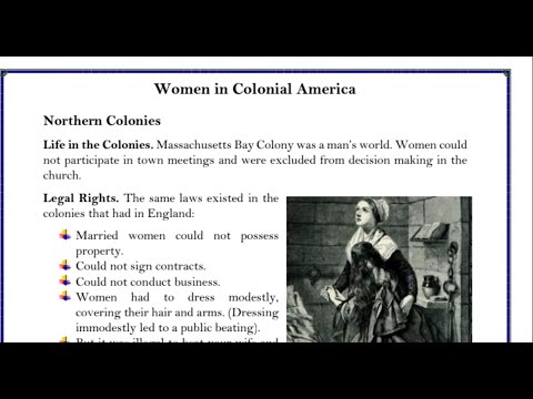 Reading of "Women in Colonial America" - YouTube