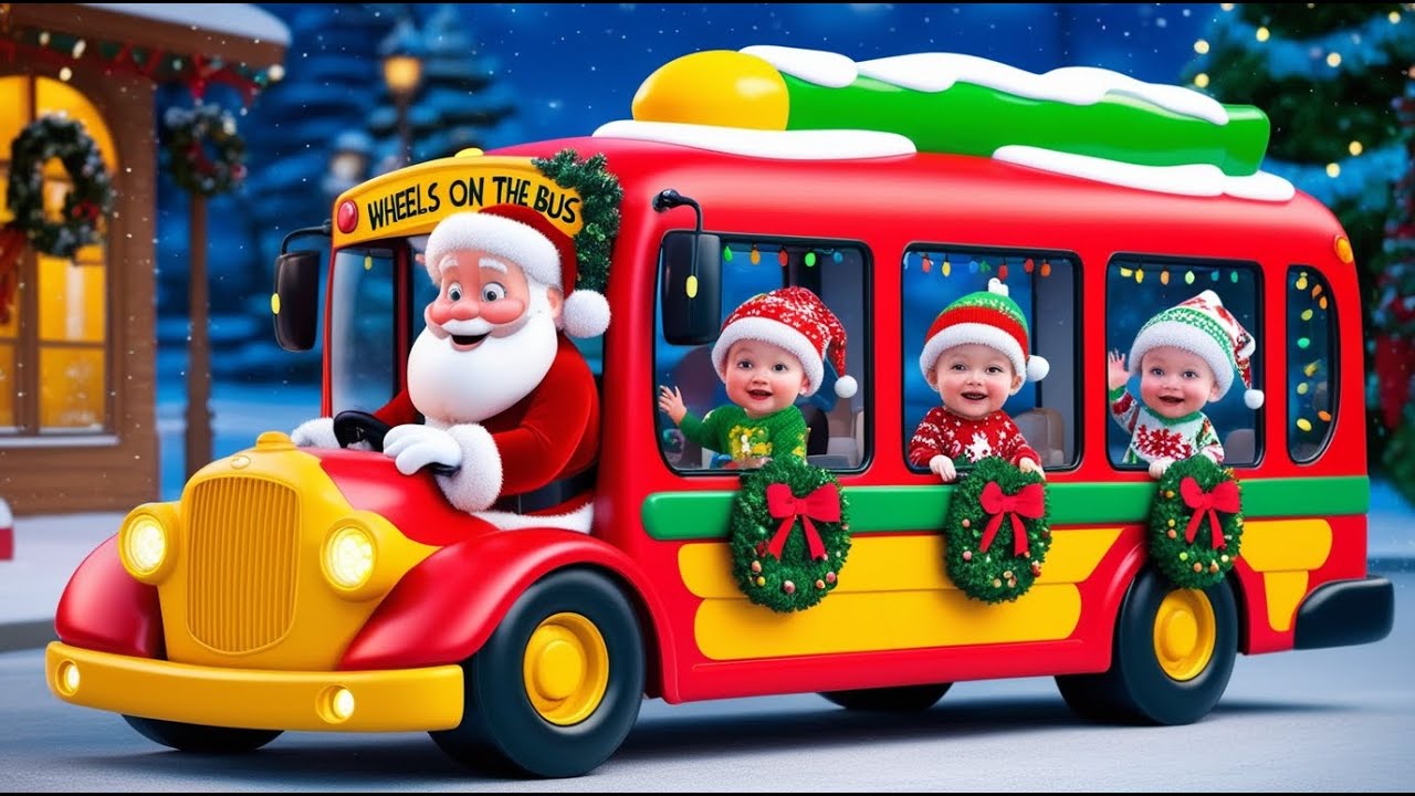 Wheels On The Bus Xmas Special | Animated Nursury Rhymes | Jingle Bells ...