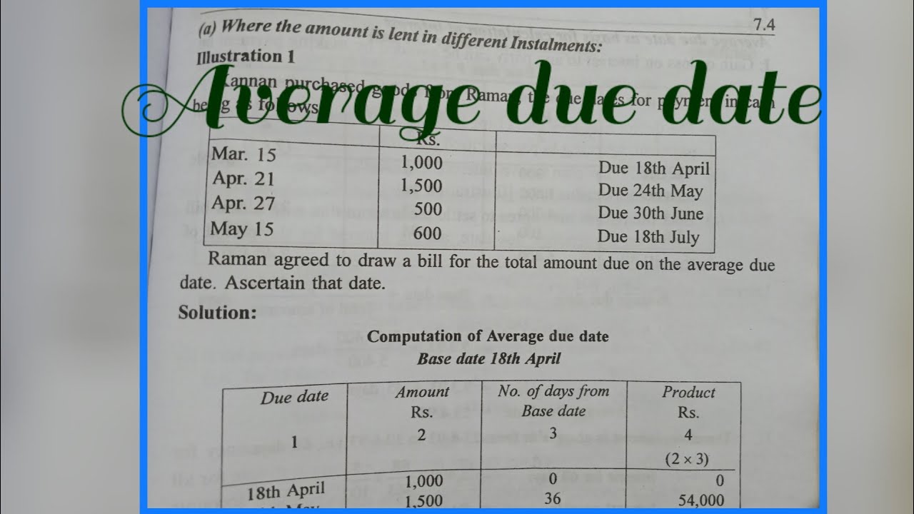 How To Average Due Date In Financial Accounting In Tamil YouTube