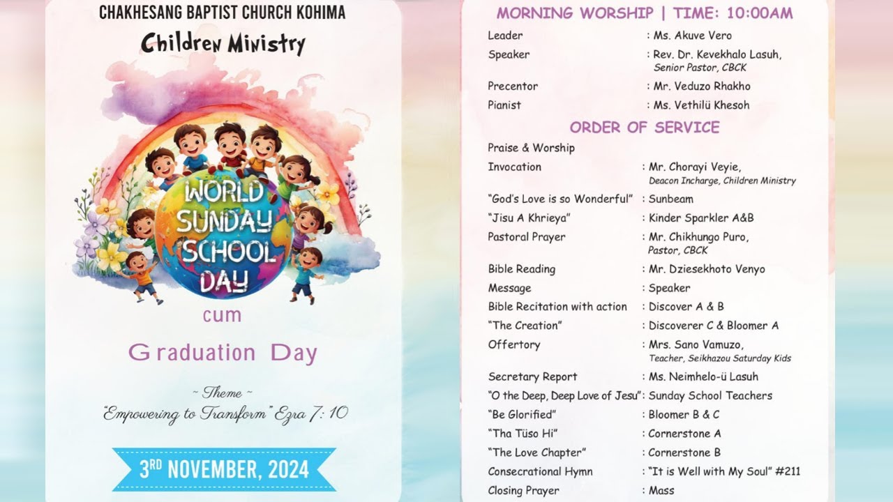 World Sunday School Day | Nov 3, 2024 - YouTube