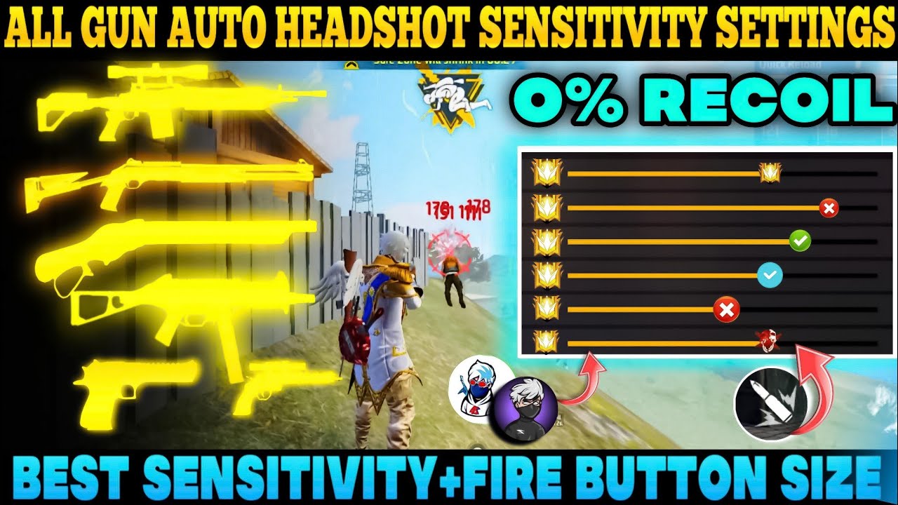 FREE FIRE ALL GUN AUTO HEADSHOT SENSITIVITY SETTING | 0% RECOIL AUTO HEADSHOT SENSITIVITY ...