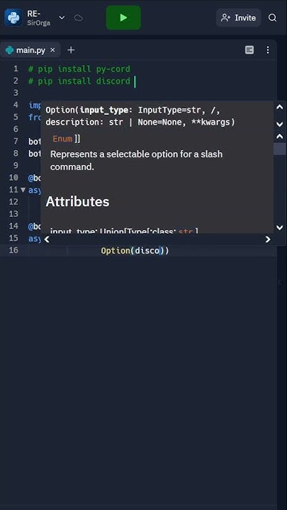 Pycord Slash Command + Option #shorts - YouTube