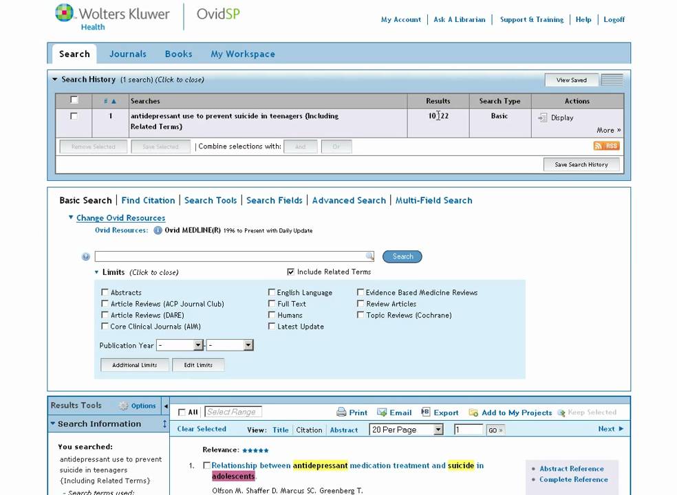 Medline Basic Search example - YouTube