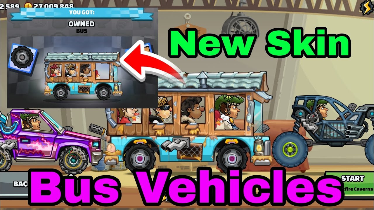 Bus Vehicles free skin unlock for hill climb racing 2 || hill climb ...