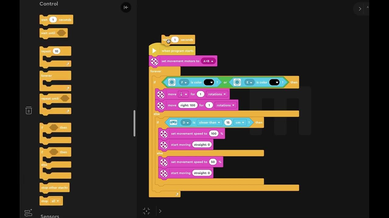 Spike SumoBot - 5 - Wait 4 Seconds - YouTube