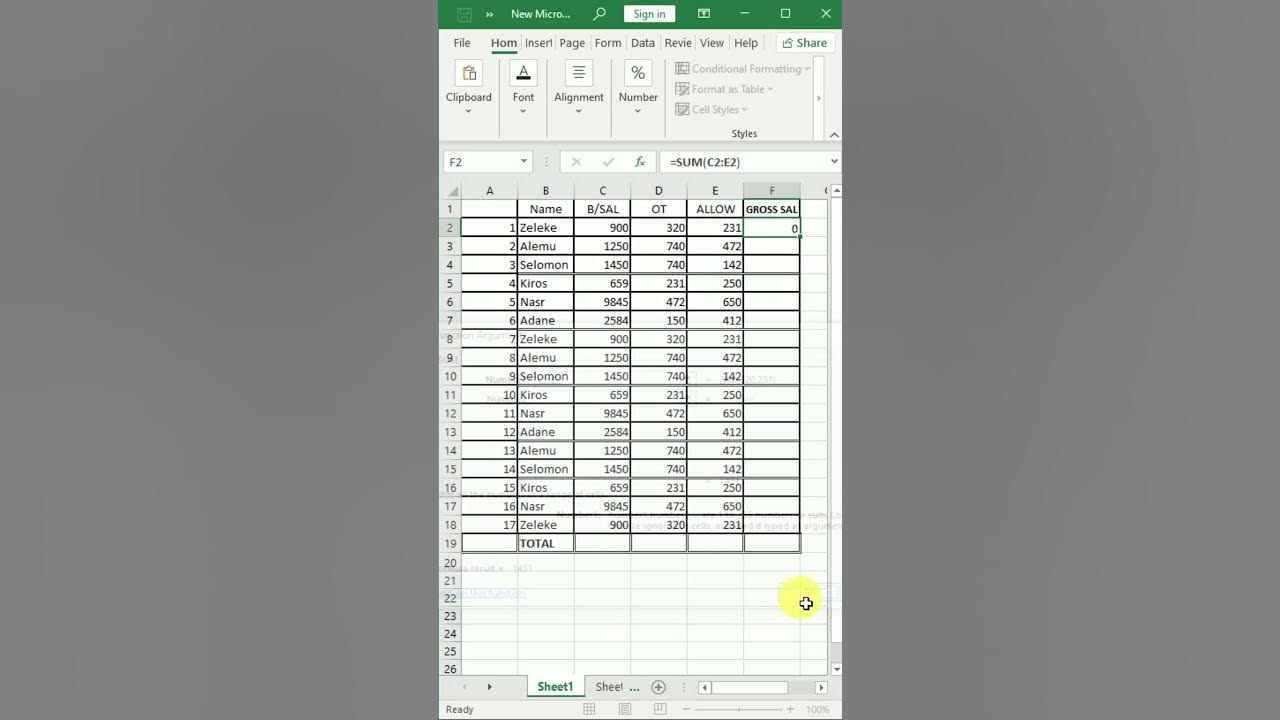 excel formula hacks shorts | ኤክሴል #excel #amharic #exceltips #exceltricks #exceltutorial - YouTube