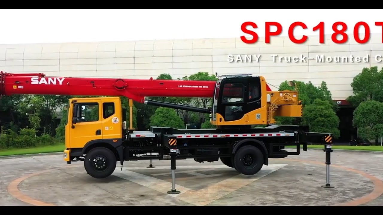 sany 18 ton truck mounted crane , Boom length 31.2 meter , full detail. model spc180t - YouTube