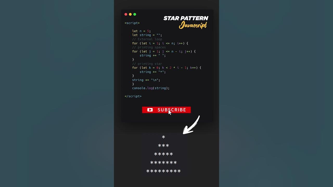Javascript Star Pattern Shorts Viral Youtubeshorts Youtube