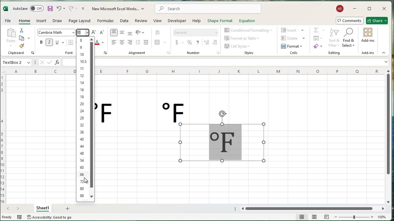 Type degree Fahrenheit symbol in excel - YouTube