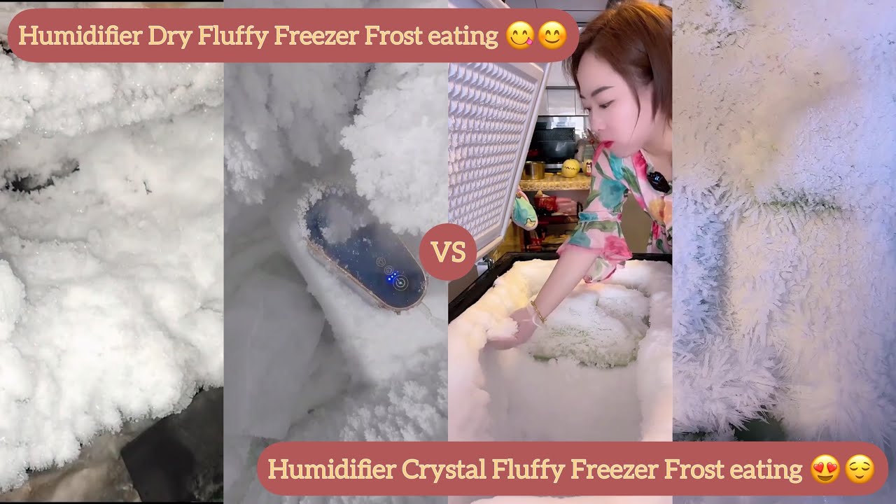 Frozen Freezer😇HUMIDIFIER Crystal VS Dry Fluffy Freezer Frost eating 😊😋 ...