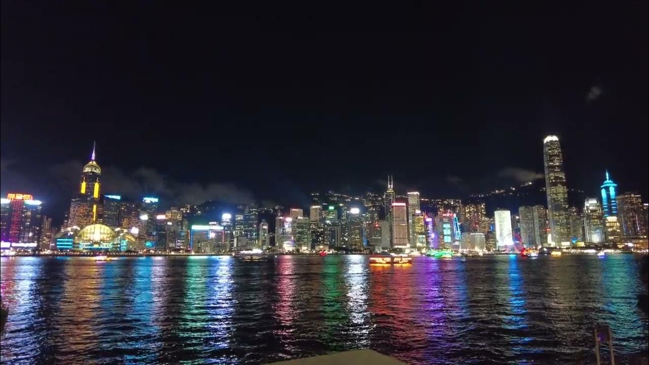Hong Kong Victoria Harbor Night View 8pm lights Show 1 香港ビクトリア・ハーバー夜景8時ショー1 香港ビクトリア・ハーバー夜景8時ショー1 ...