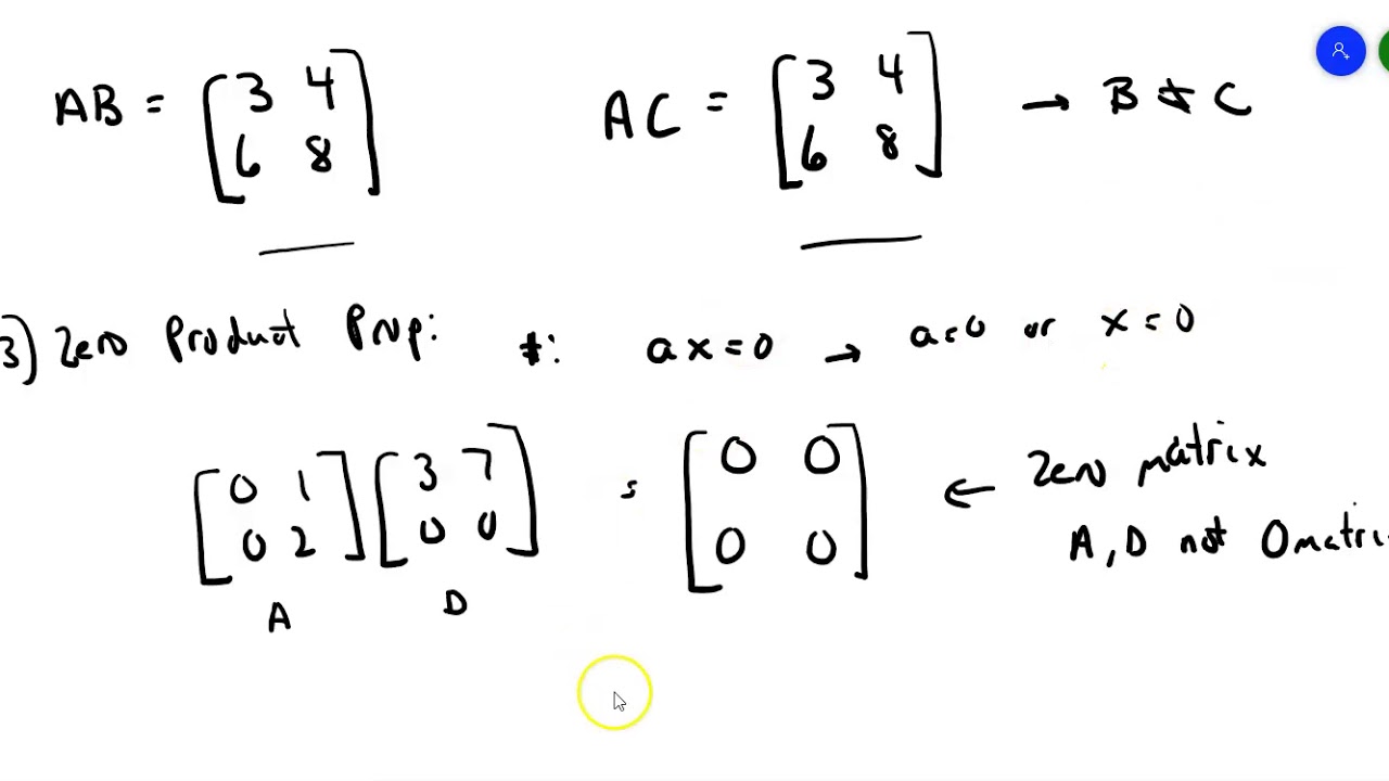 Linear Algebra Section 2.2 Matrix Operations - Youtube