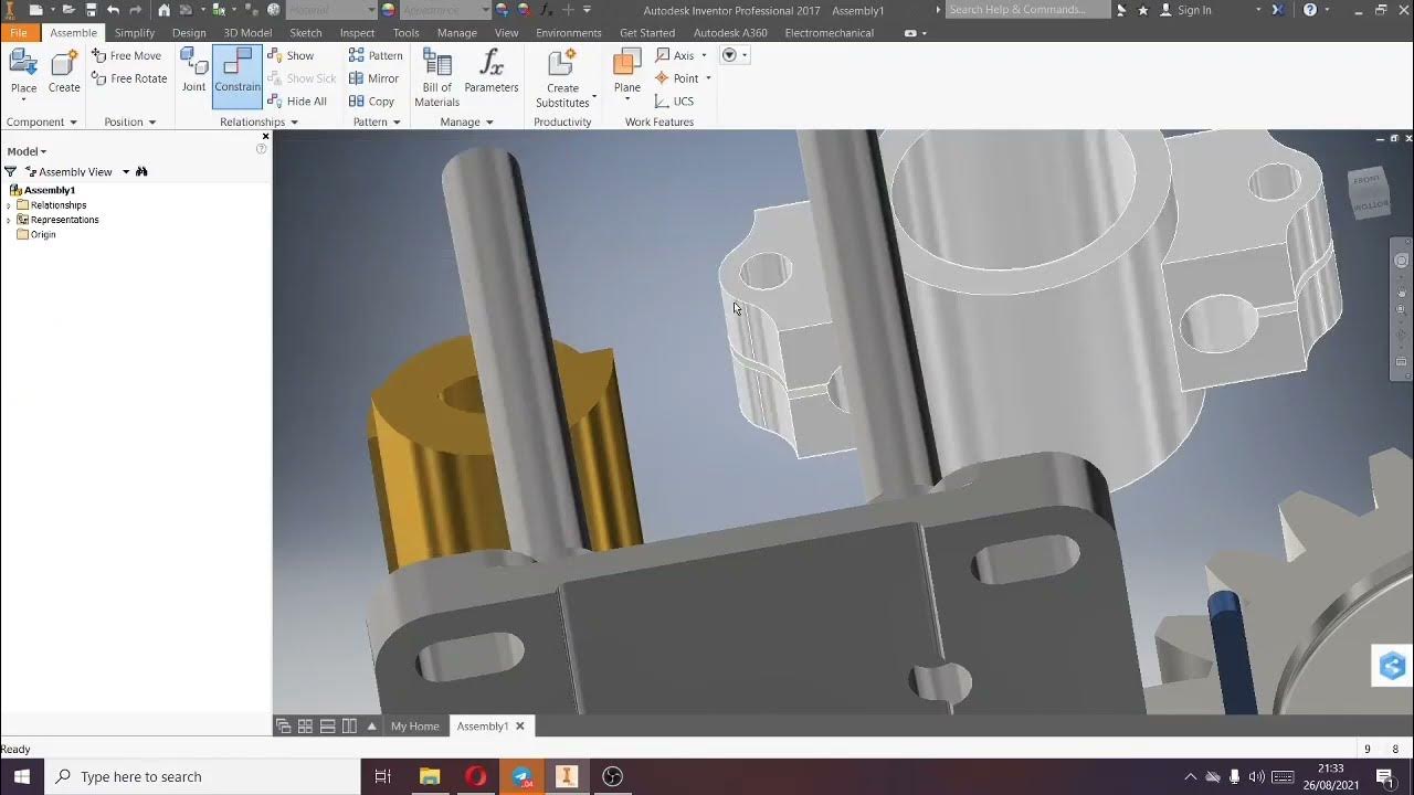 LATIHAN ASSEMBLY INVENTOR | Inventor 2017 - YouTube