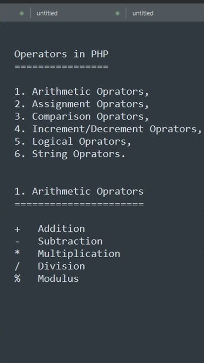 12th computer application operators in php EM3 365 - YouTube