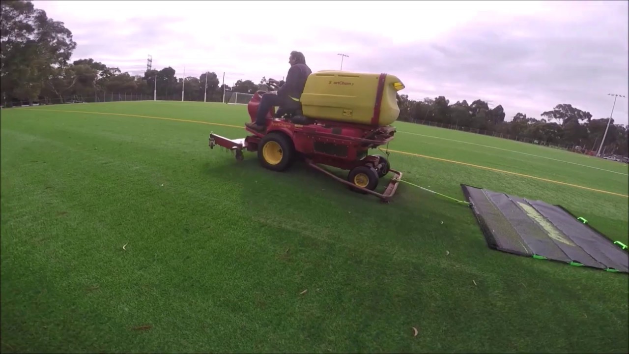 Turf sweeper Hockey field sweeper golf course sweeper - YouTube