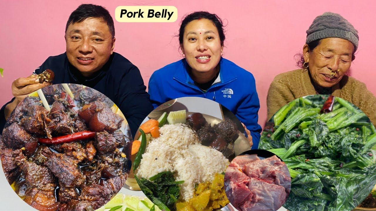 Pork Belly | (Rayo ko Saag) Mustard Leaf Harvesting & Cooking | Nepali ...