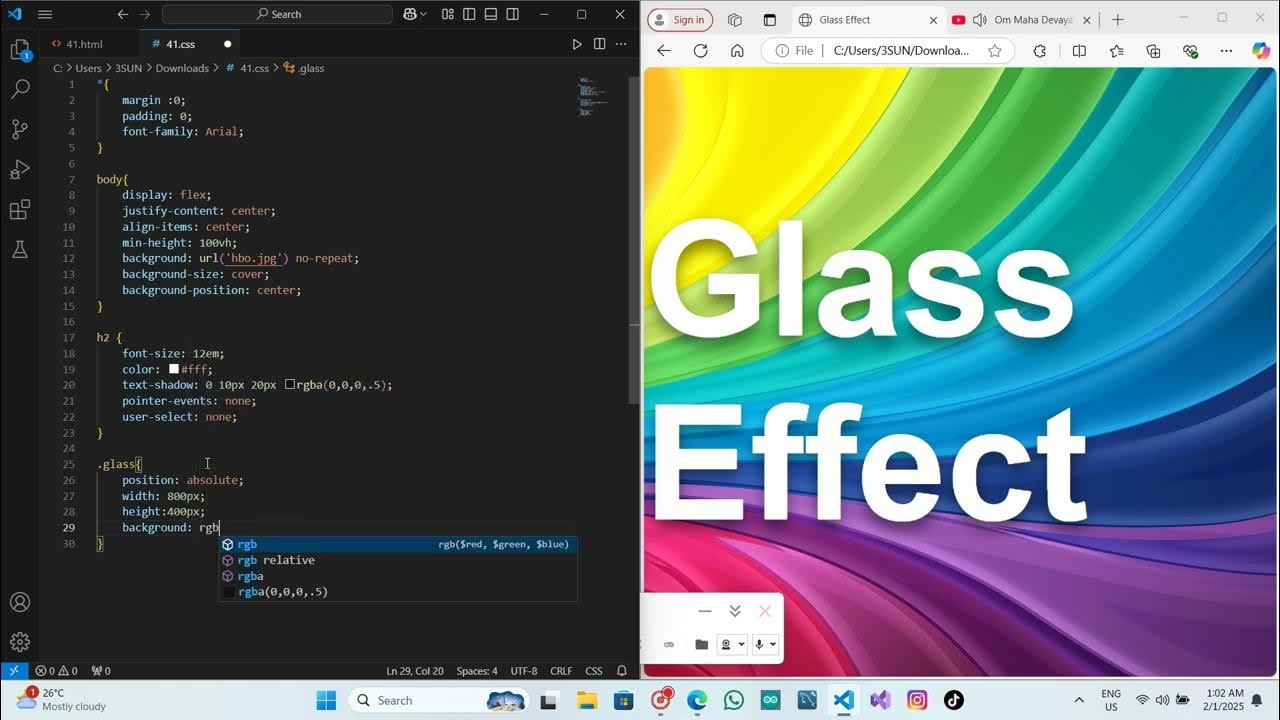 HTML & CSS Project 41: 'Glass Effect' Created by Trishanth Kumar - YouTube