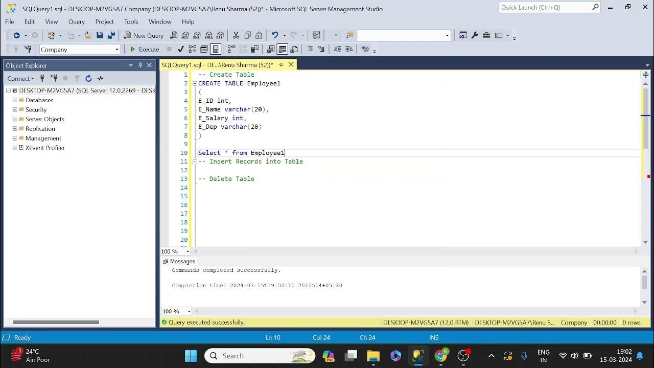 Create Table In Sql And Create Database Sql Tutorial Create Insert Delete Table In Sql Youtube 4652