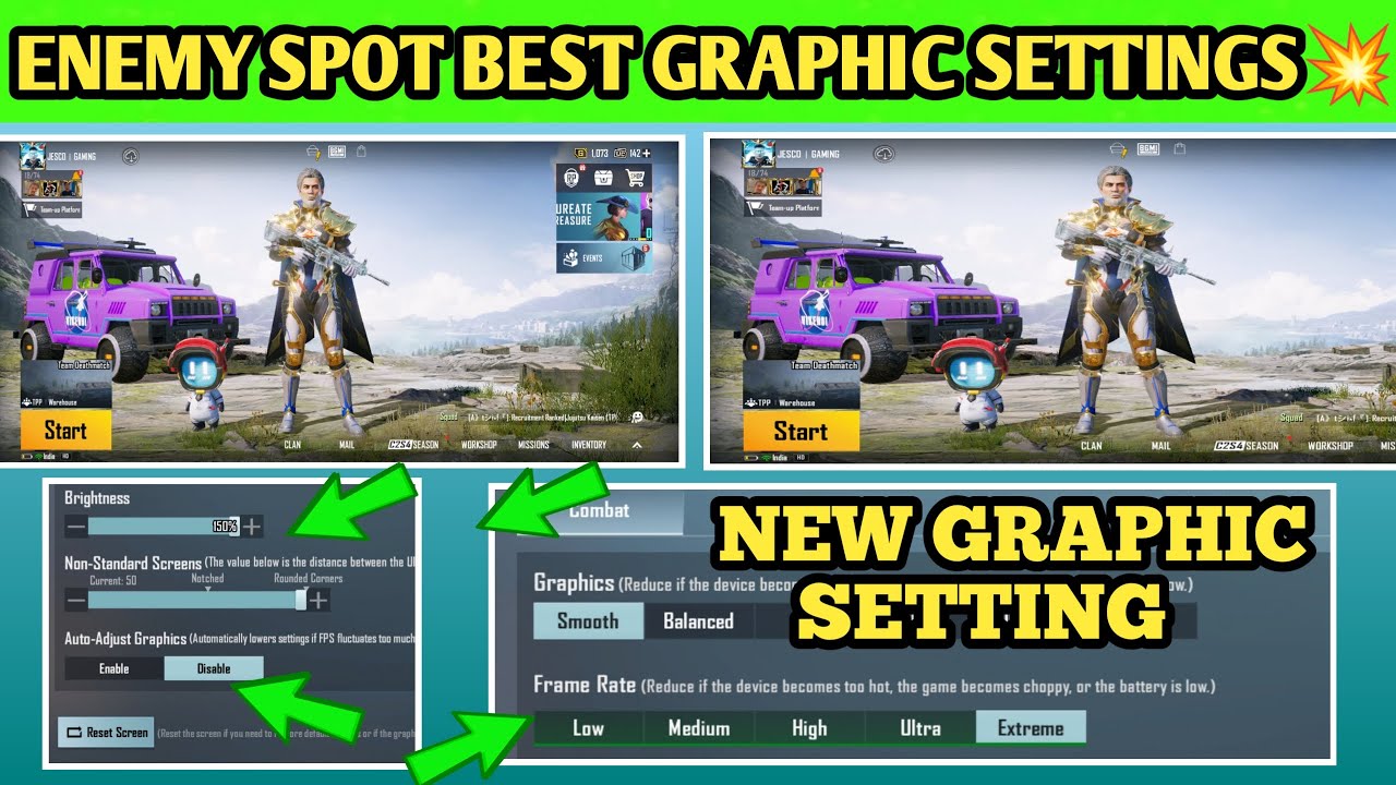 BEST GRAPHIC SETTING FOR BGMI/PUBG 1.9 | ENEMY SPOT VERY EASY GRAPHIC ...