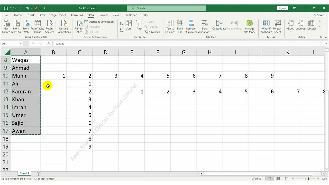 how to copy Columns data into row in excel - YouTube