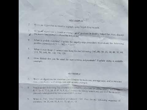 //Ptu question paper//Data structure and algorithm//Btech cse sem 3rd ...