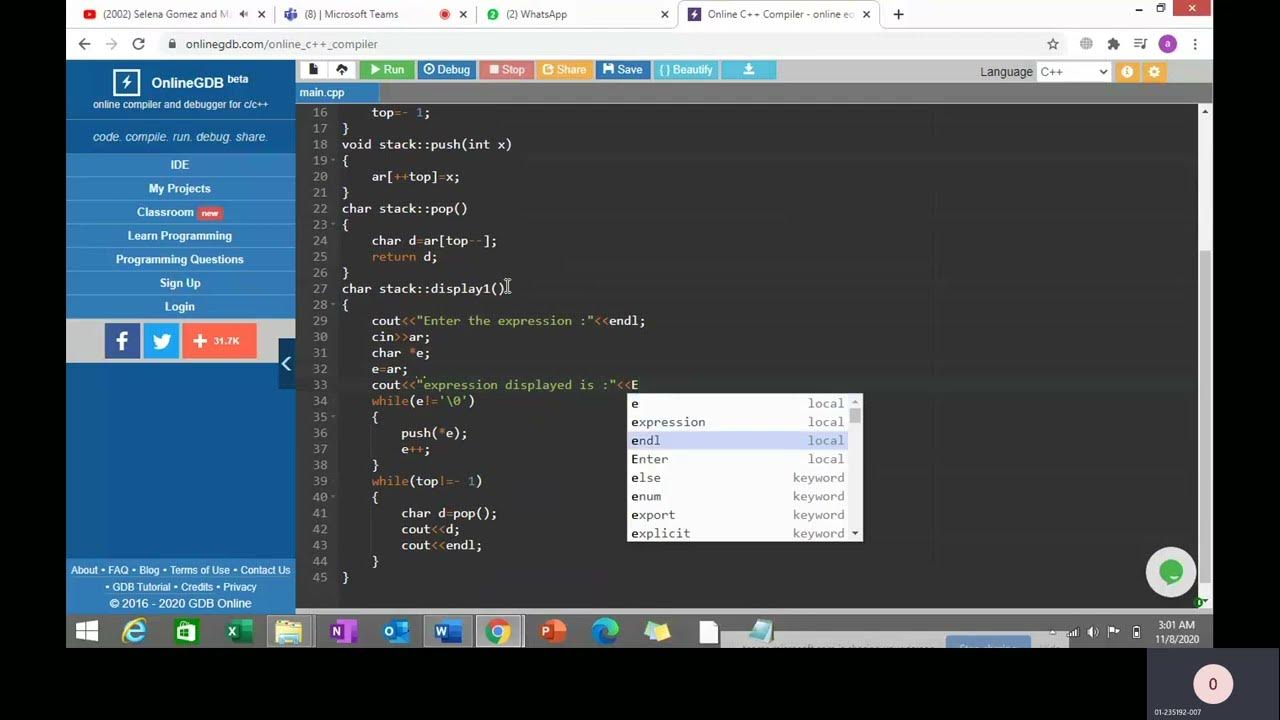 Palindrome check using stack & queue - YouTube