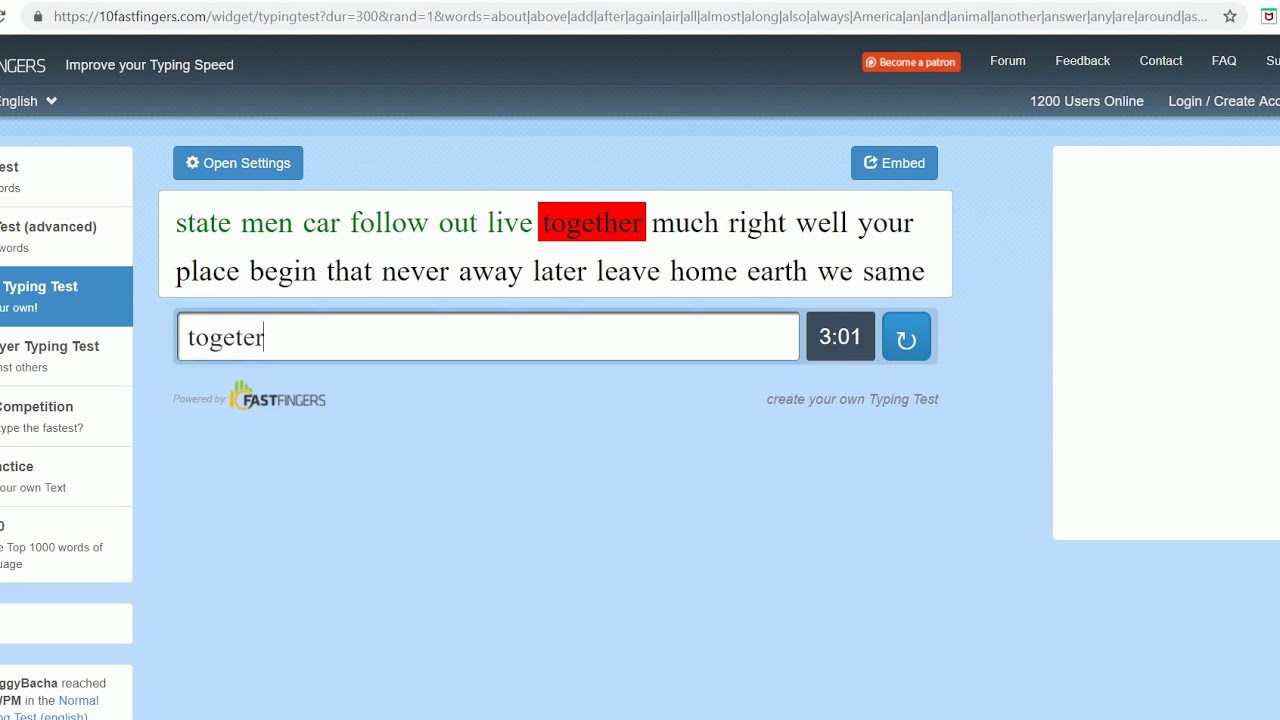 Typing Test -56 WPM- 10fastfingers -V- 001 - YouTube