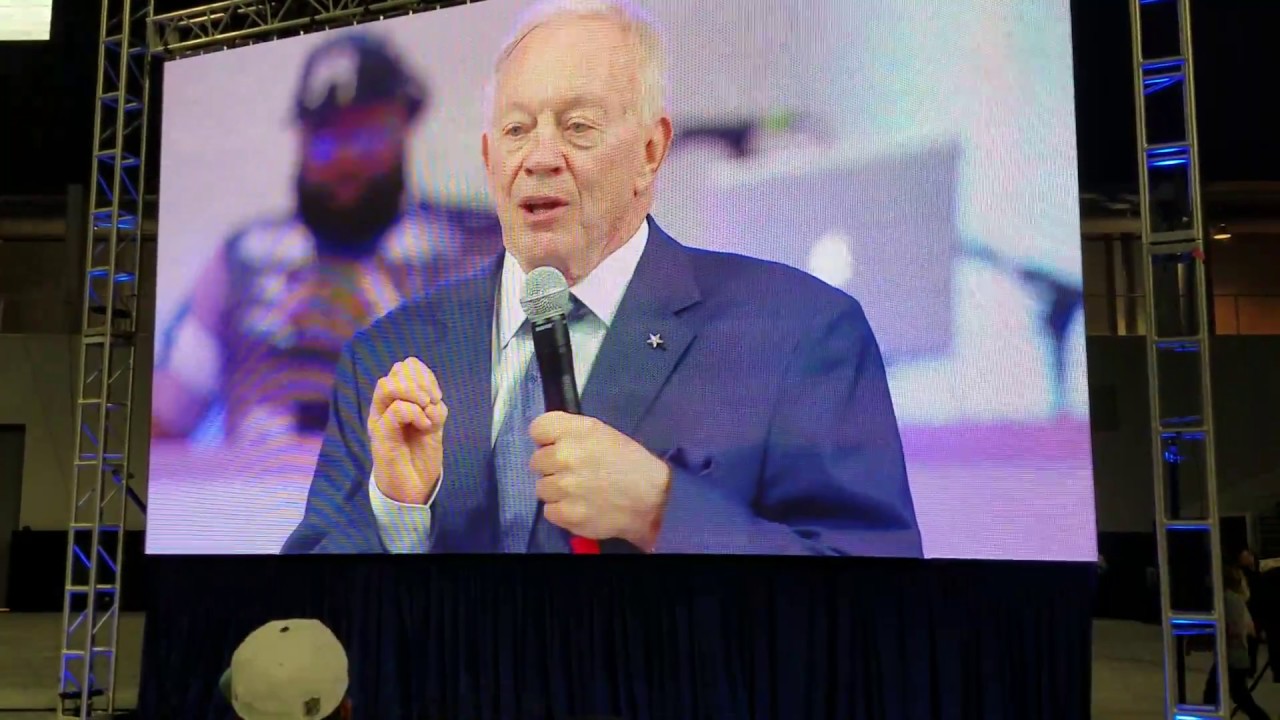 Jerry Jones speaks on the Dallas Cowboys draft at Cowboys Draft Party ...