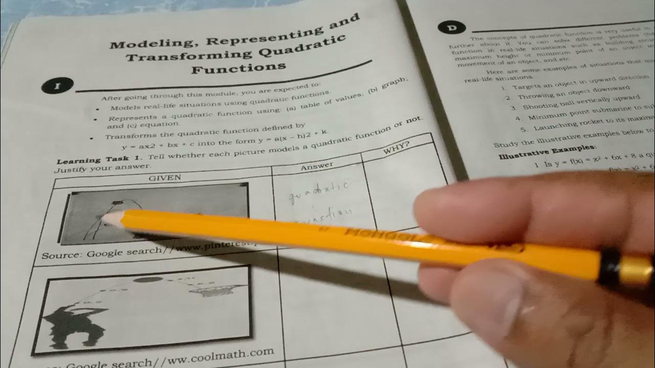 G9 Learning Task 1 (week7) Illustrations of Quadratic Function - YouTube