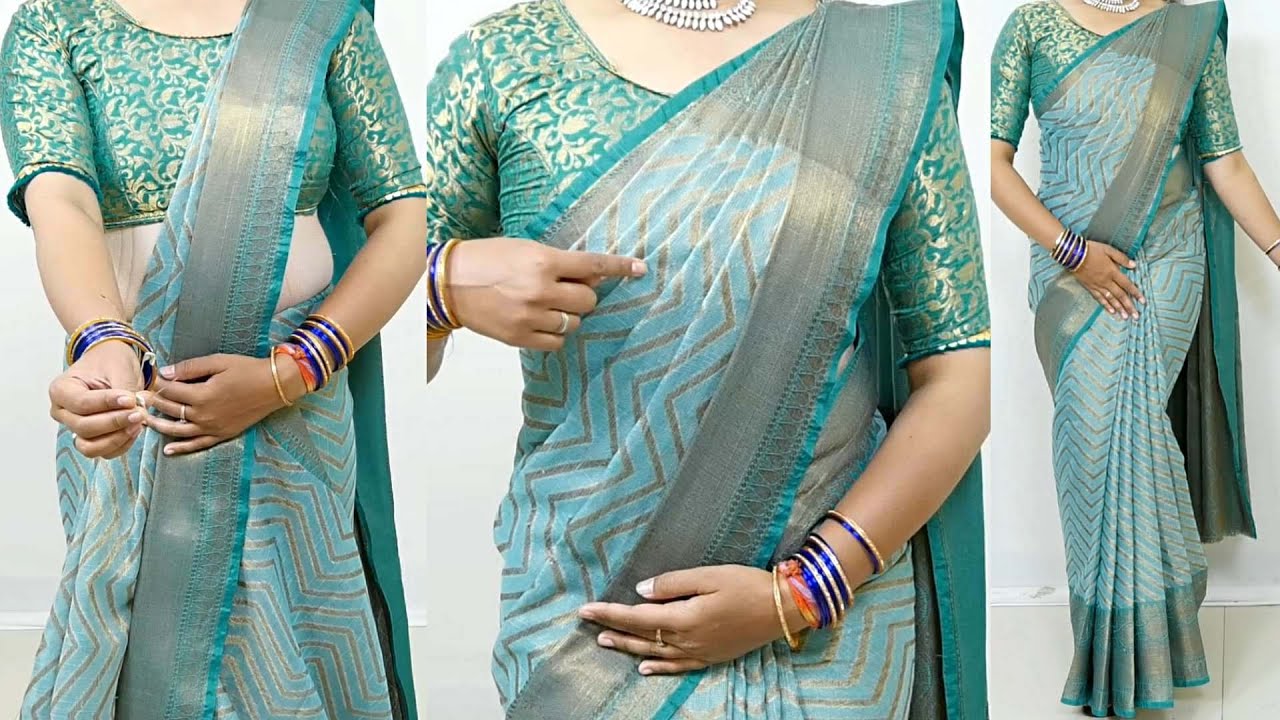 Easy saree draping with perfect pleats | beginners saree draping ...