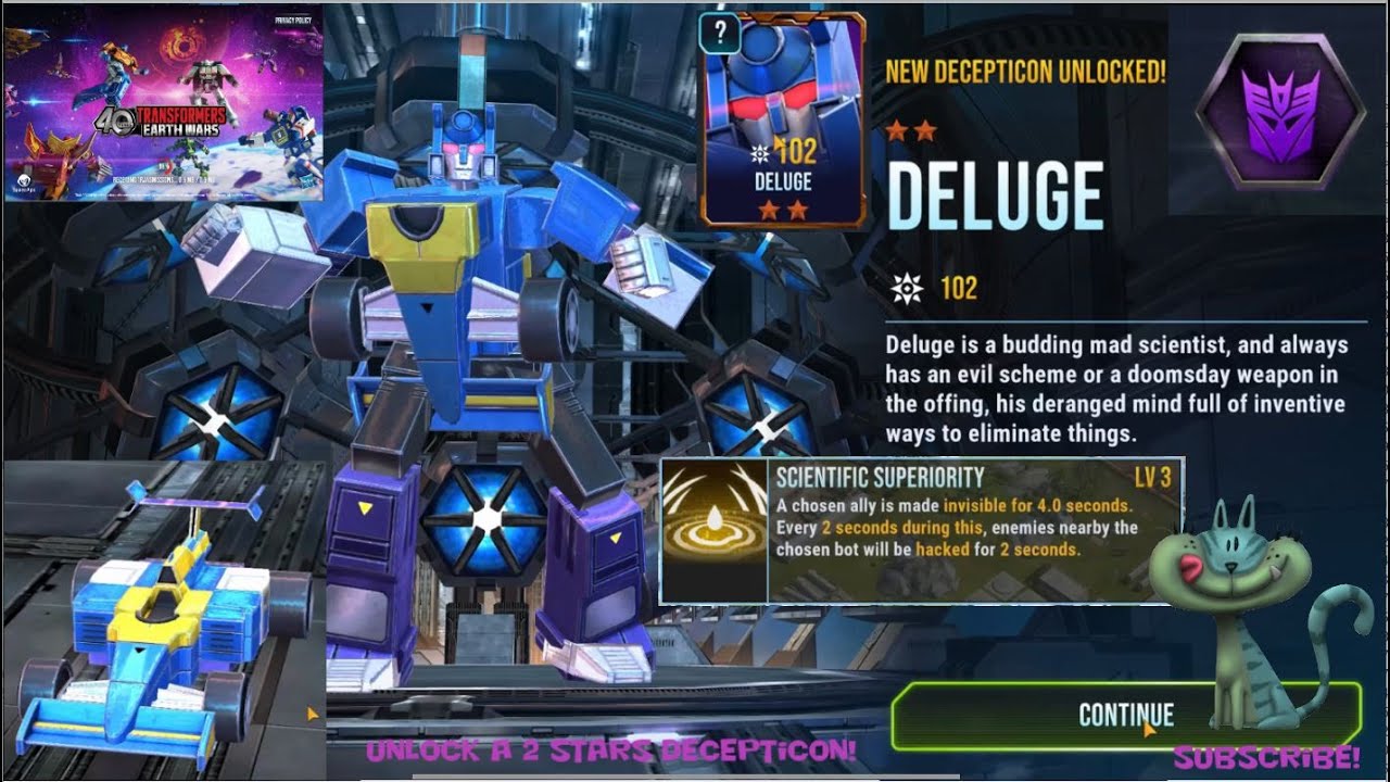 Transformers Earth Wars Unlock Deluge a 2 Stars Decepticon and his ...