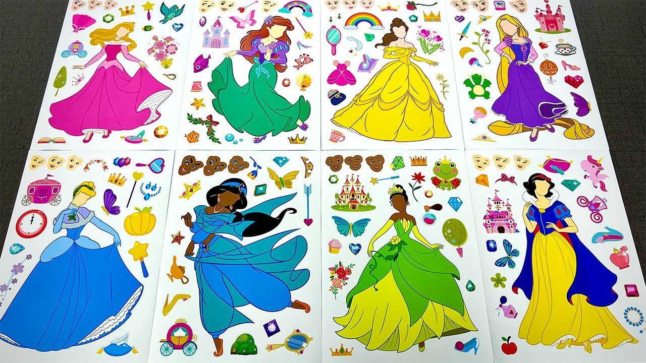 [🐰paper diy🐰] Oddly Satisfying ASMR 👑 Disney Princess Sticker Book with ...