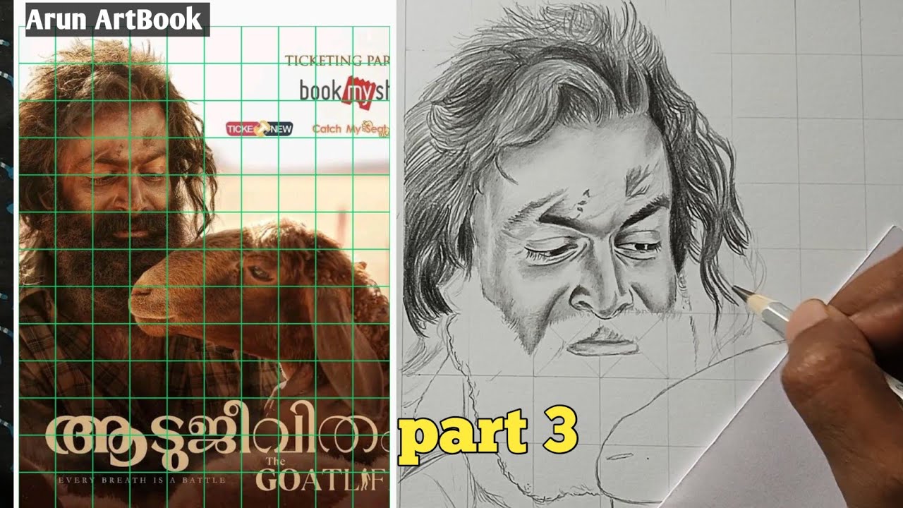 Aadujeevitham Prithviraj Drawing Easy / The GoatLife Movie Drawing ...