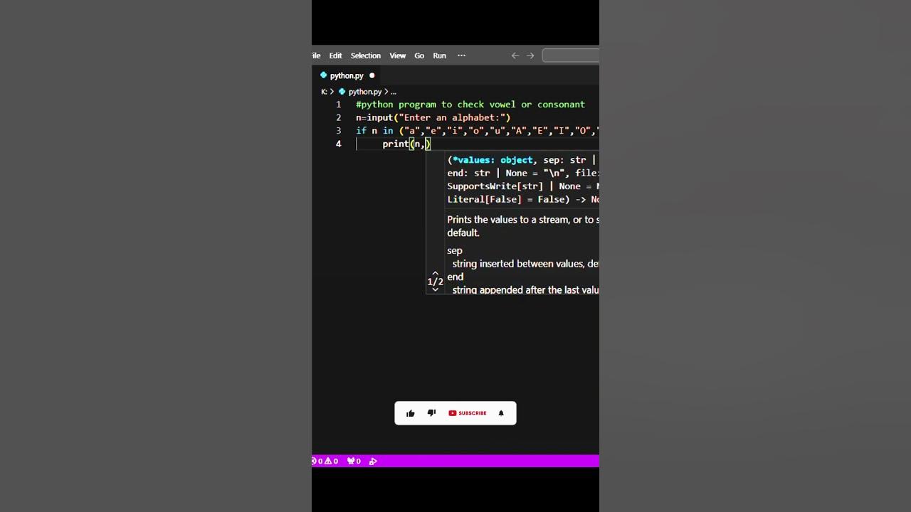 Python Program To Check Vowel Or Consonant Python Coding Programming