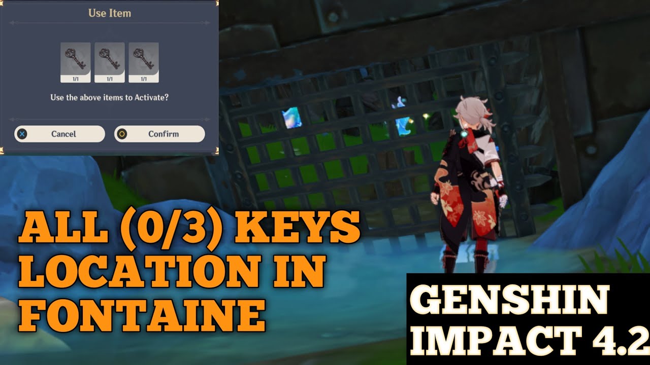 All (0/3) keys locations in Fontaine Genshin impact 4.2 - YouTube
