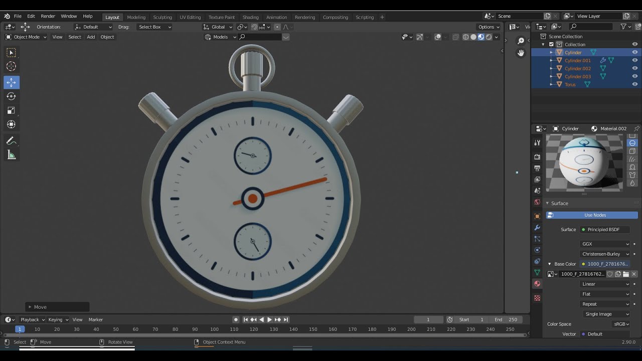 "Blender 3D Tutorial: Stop Watch Modeling and Texturing | Step-by-Step Guide for Beginners ...