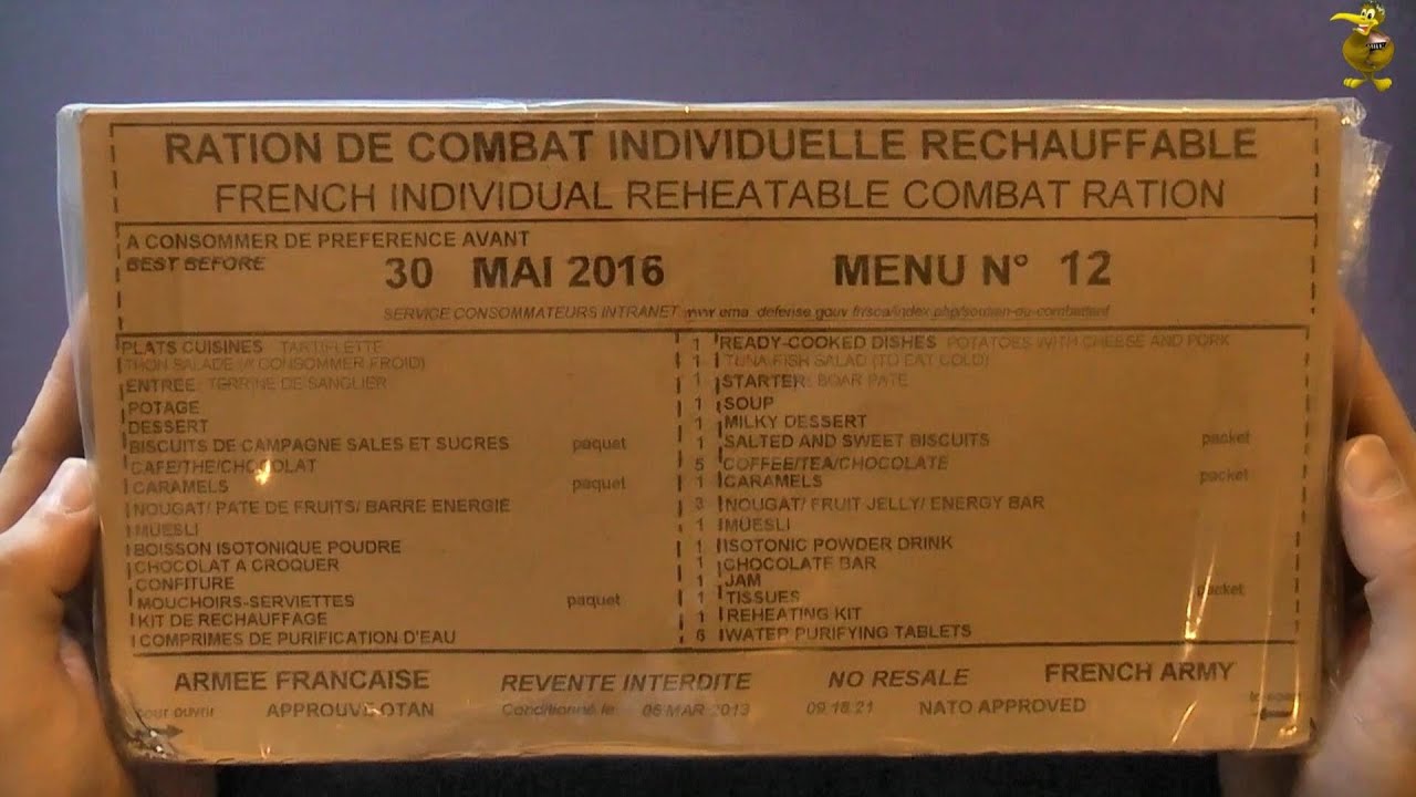 MRE Review - French Army Combat Ration - 24hr RCIR - Menu 12 (Part 1 ...