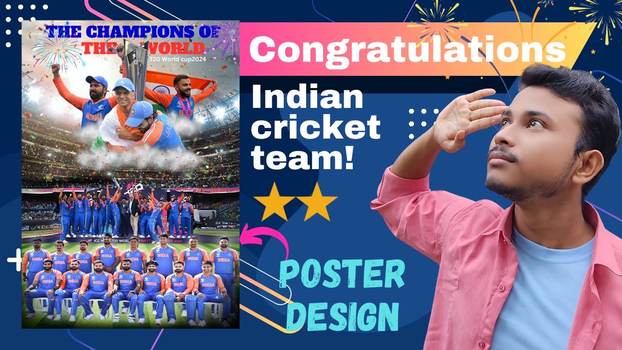 Poster making for 'INDIAN CRICKET TEAM'😊 (T20 WORLD CUP 2024 ...