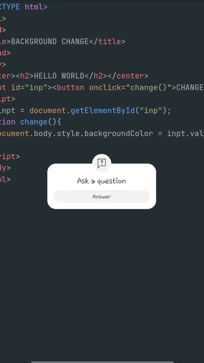Html Javascript Input Bavkground Changer. #Html #javascript #coding #webdesigning - YouTube
