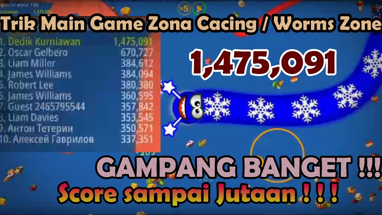 Trik Main Zona Cacing / Worms Zone. Ternyata gampang banget. Pemula pasti bisa nih !!! - YouTube