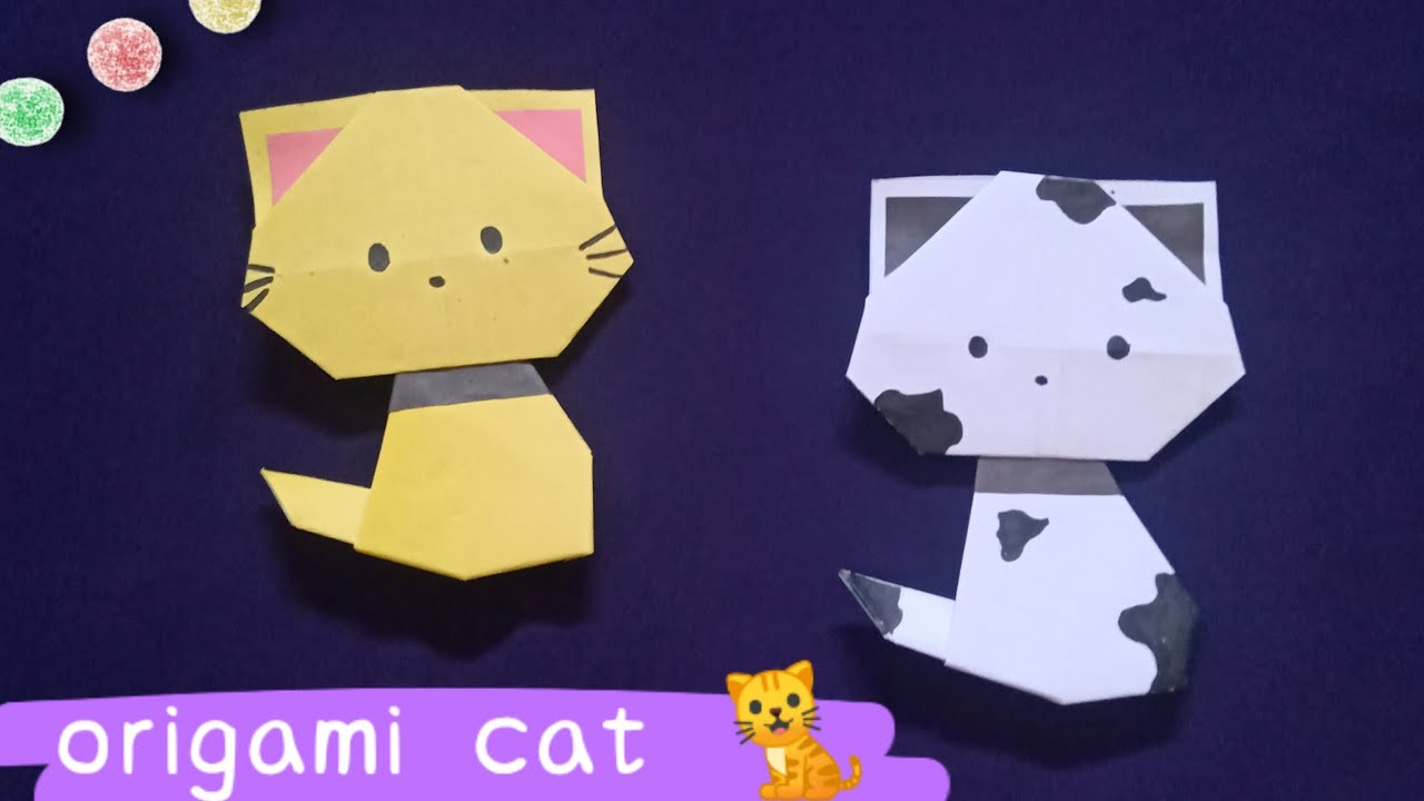 how to make origami paper cat 🐈 paper craft easy - YouTube