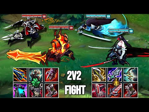 SHEN & ZED vs YASUO & YONE 2v2 FULL BUILD FIGHTS & Best Moments!